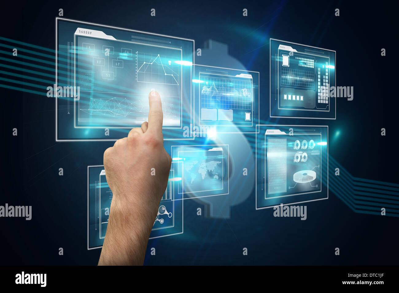 Composite image of hand pointing Stock Photo - Alamy