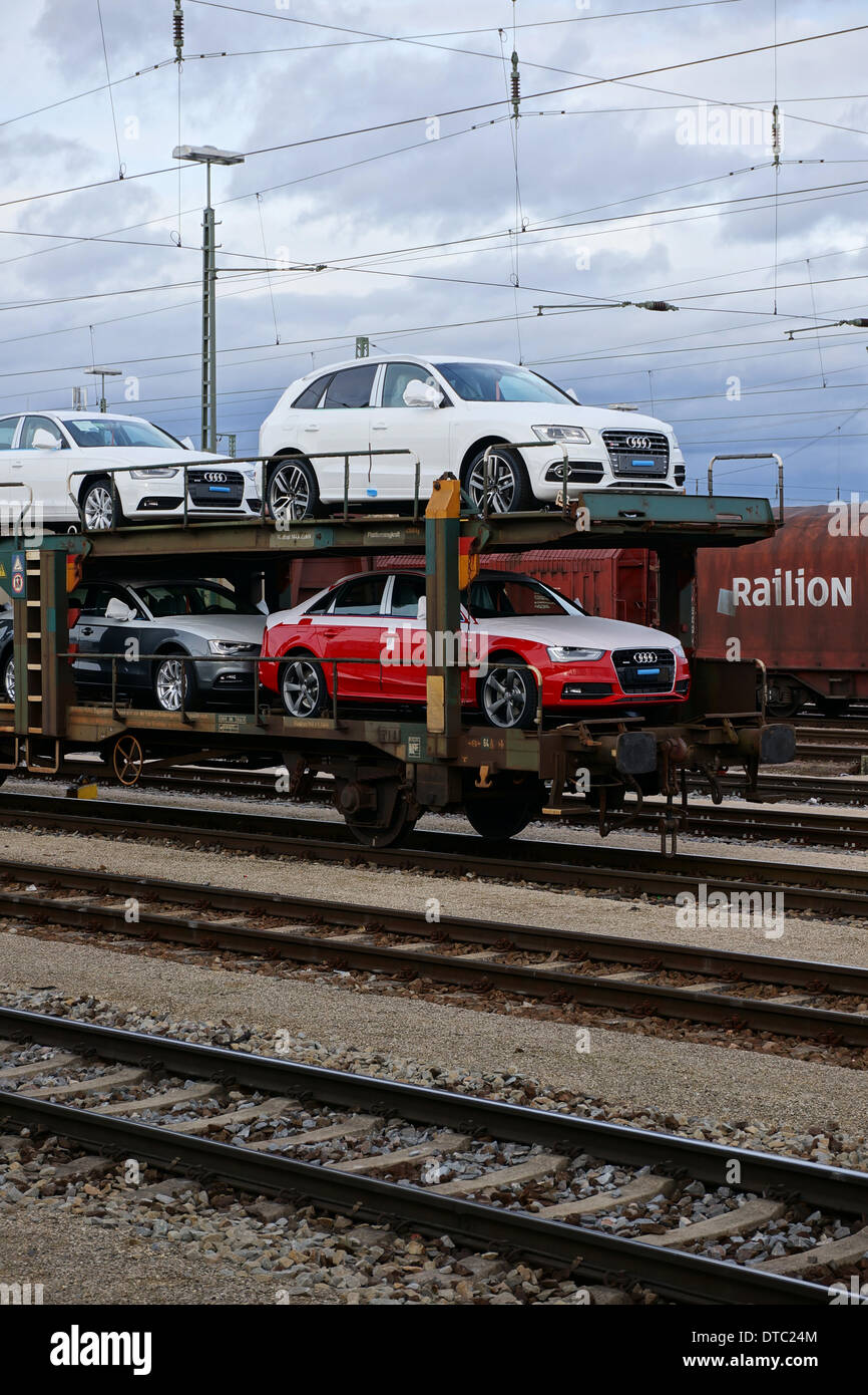 Germany: New Audi cars on freight trains in Ingolstadt (Audi ...