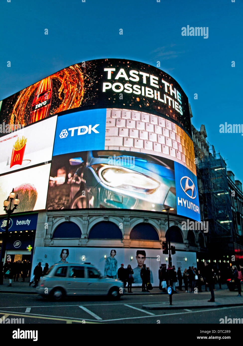 Neon billboards at Piccadilly Circus, West End, London, England, United ...