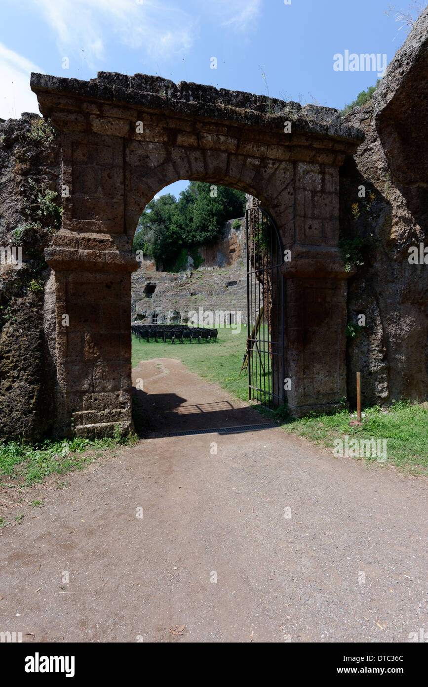 Main entrance elliptical amphitheatre which cut out outcrop tufa rock ...
