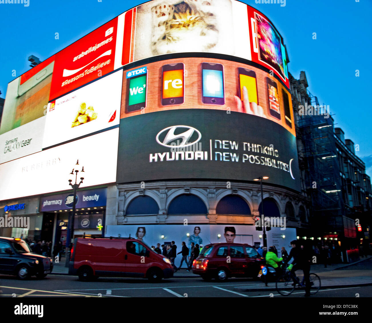 Neon billboards at Piccadilly Circus, West End, London, England, United ...
