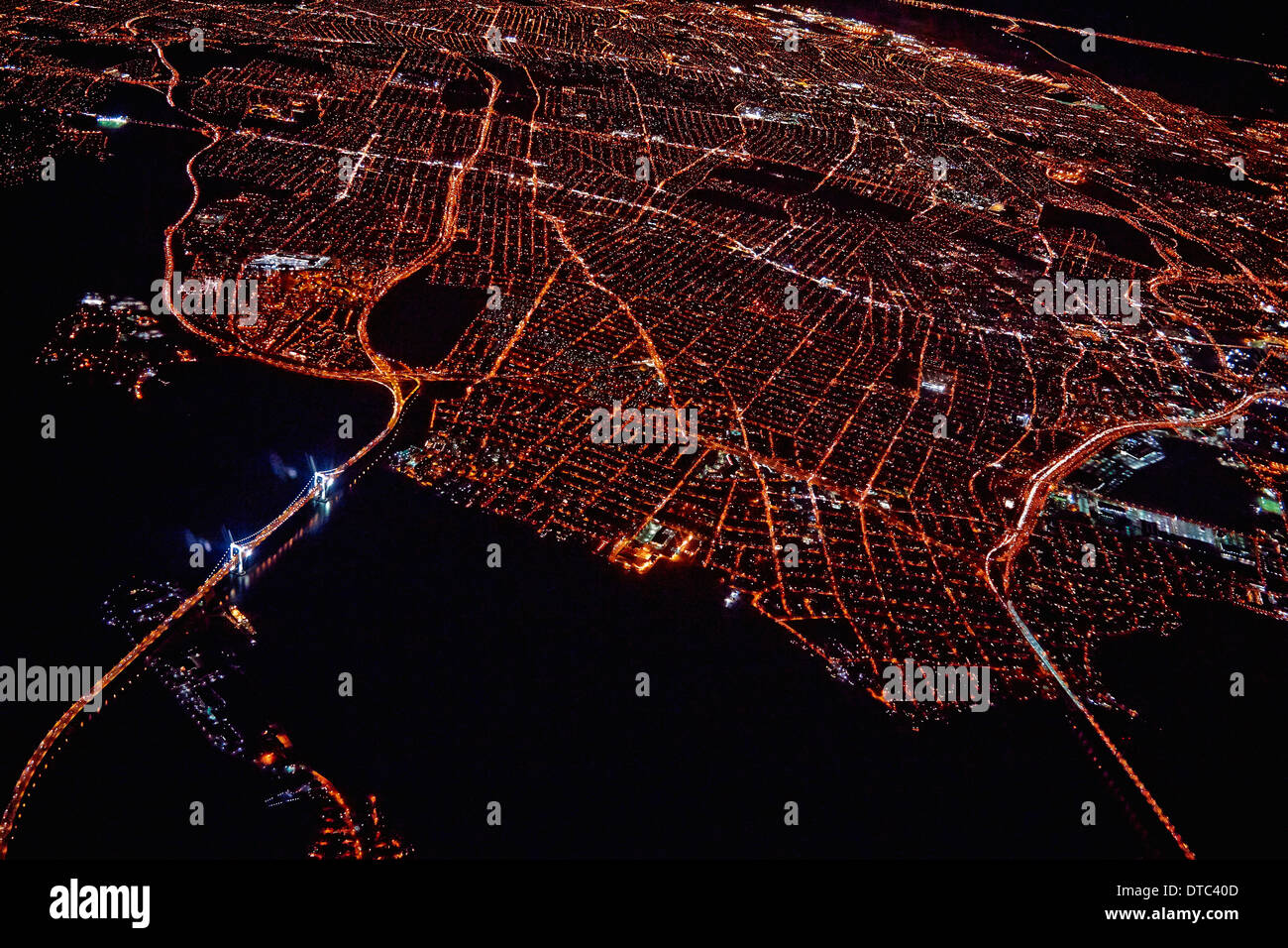 Aerial view of Miami at night, Florida, USA Stock Photo - Alamy