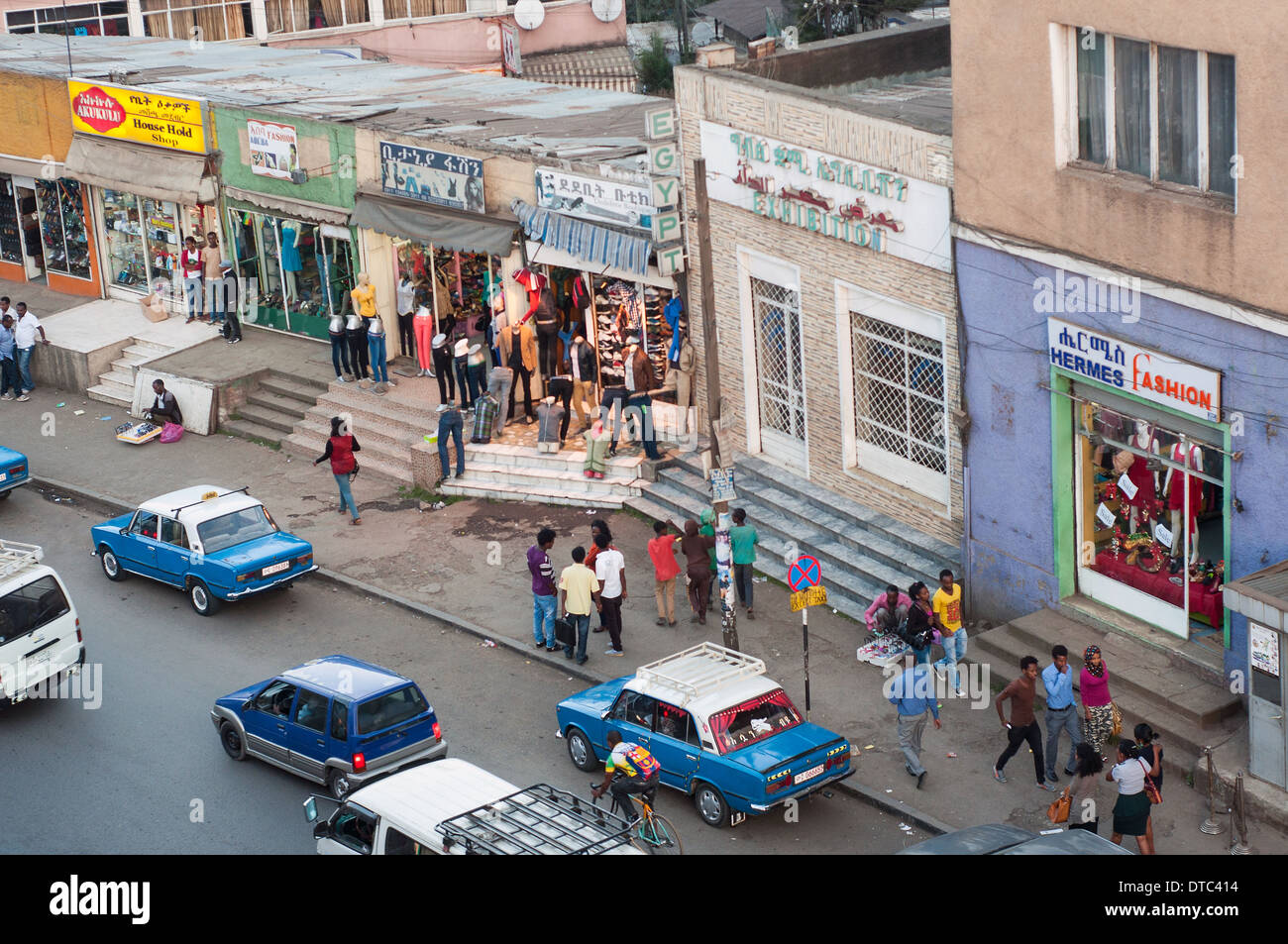 aerial view of Haile Selassie street, Piazza, Addis Ababa, Ethiopia ...