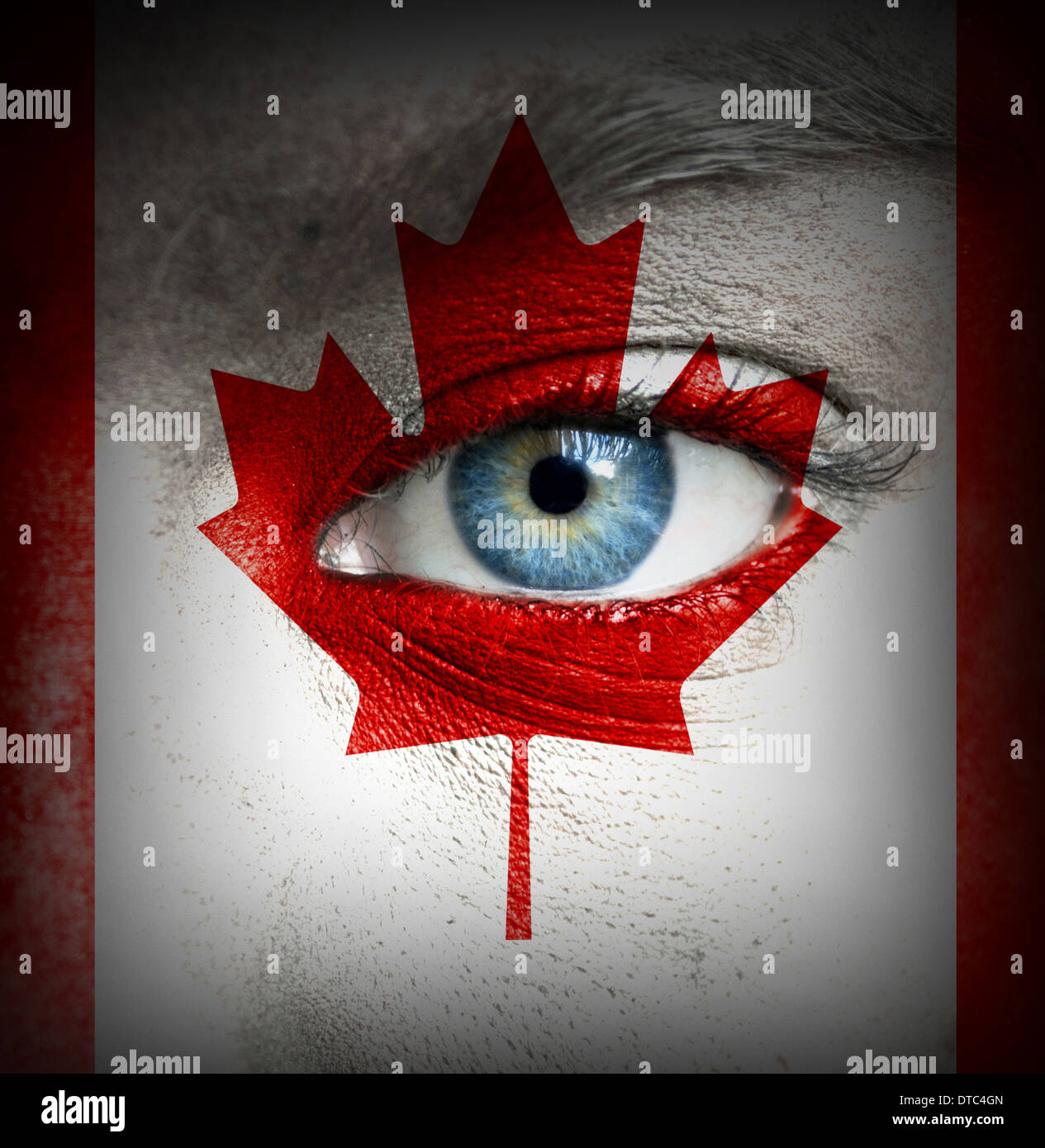 Human face painted with flag of Canada Stock Photo - Alamy