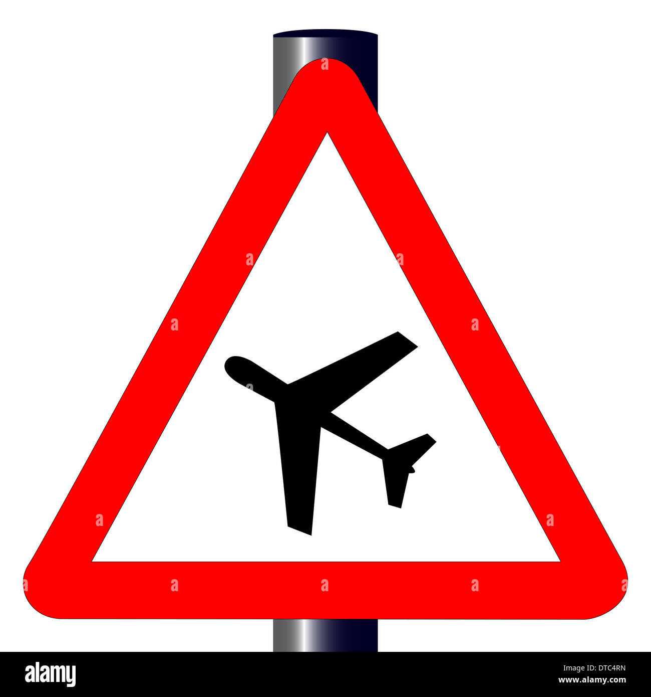 The traditional 'LOW FLYING AIRCRAFT sign isolated on a white ...