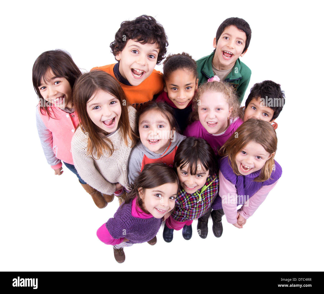 Group of children posing isolated in white Stock Photo - Alamy