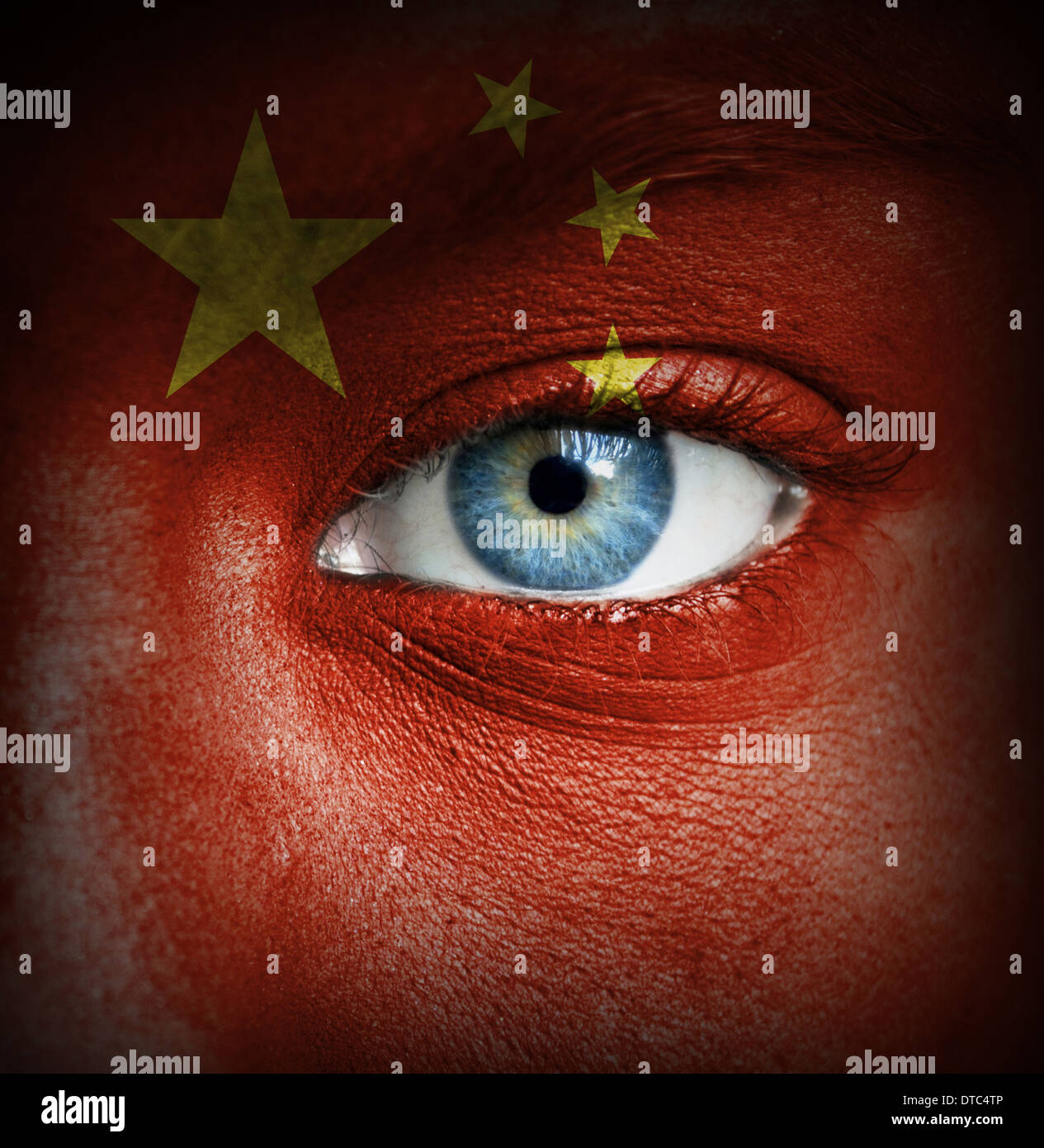 Woman china face paint flag hi-res stock photography and images - Alamy