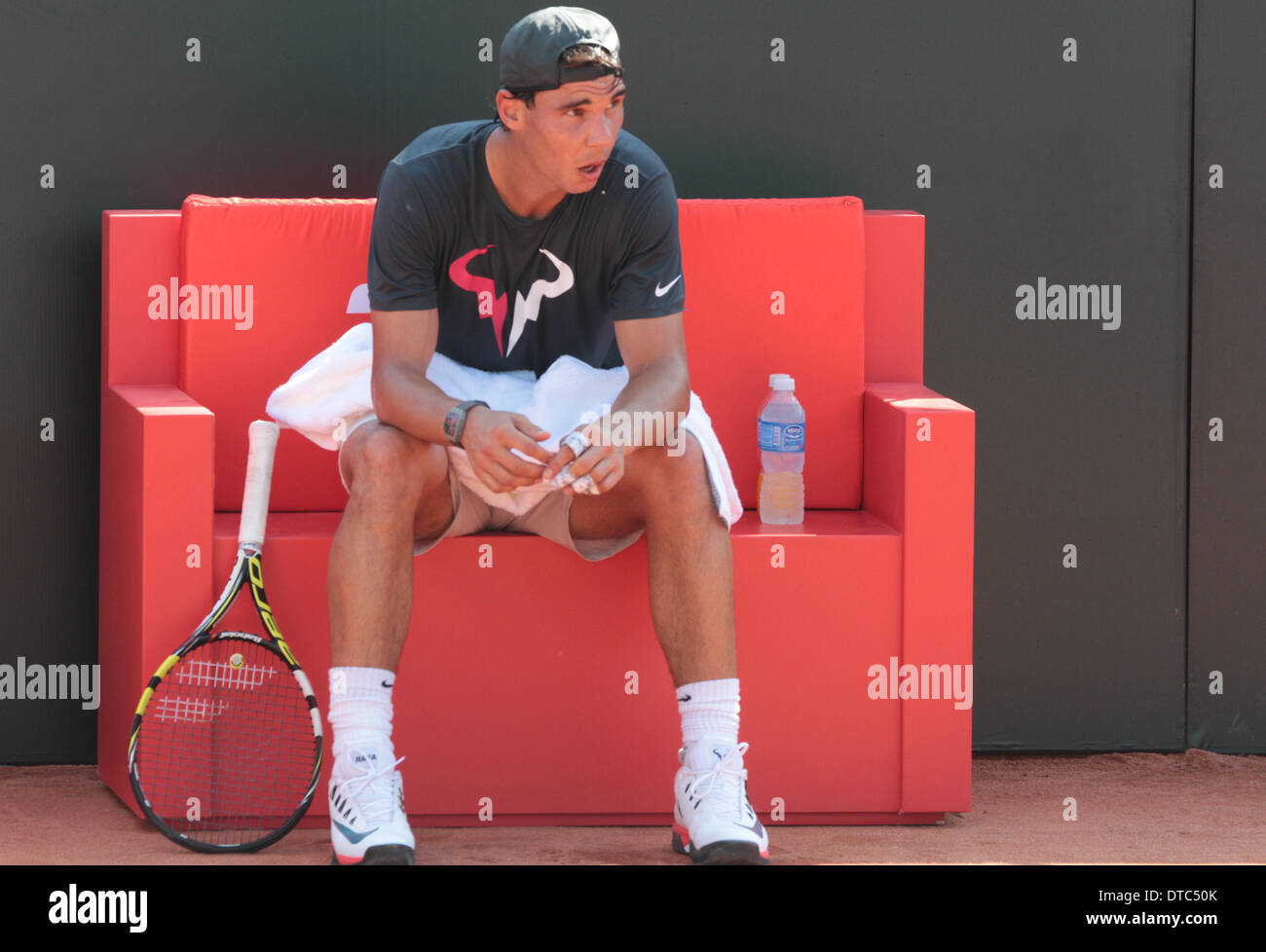 RIO DE JANEIRO, 14.02.2014 - Rafael Nadal training for Rio Open on the ...