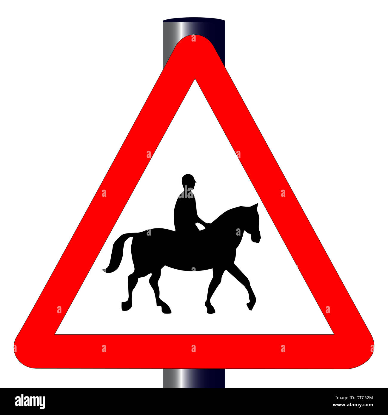 The traditional 'HORSE AND RIDER' triangle, traffic sign isolated on a ...