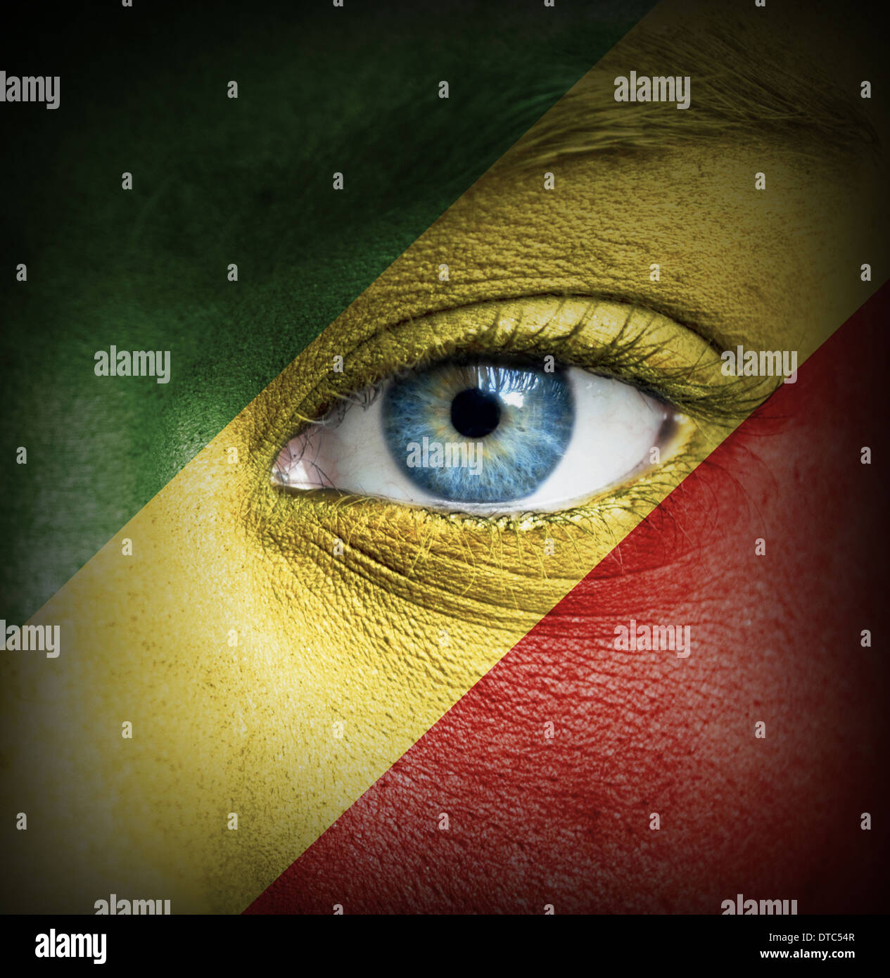 Human face painted with flag of Republic of the Congo Stock Photo - Alamy