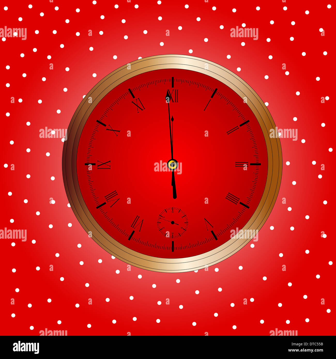 A Christmas and New Year clock showing almost midnight Stock Photo - Alamy