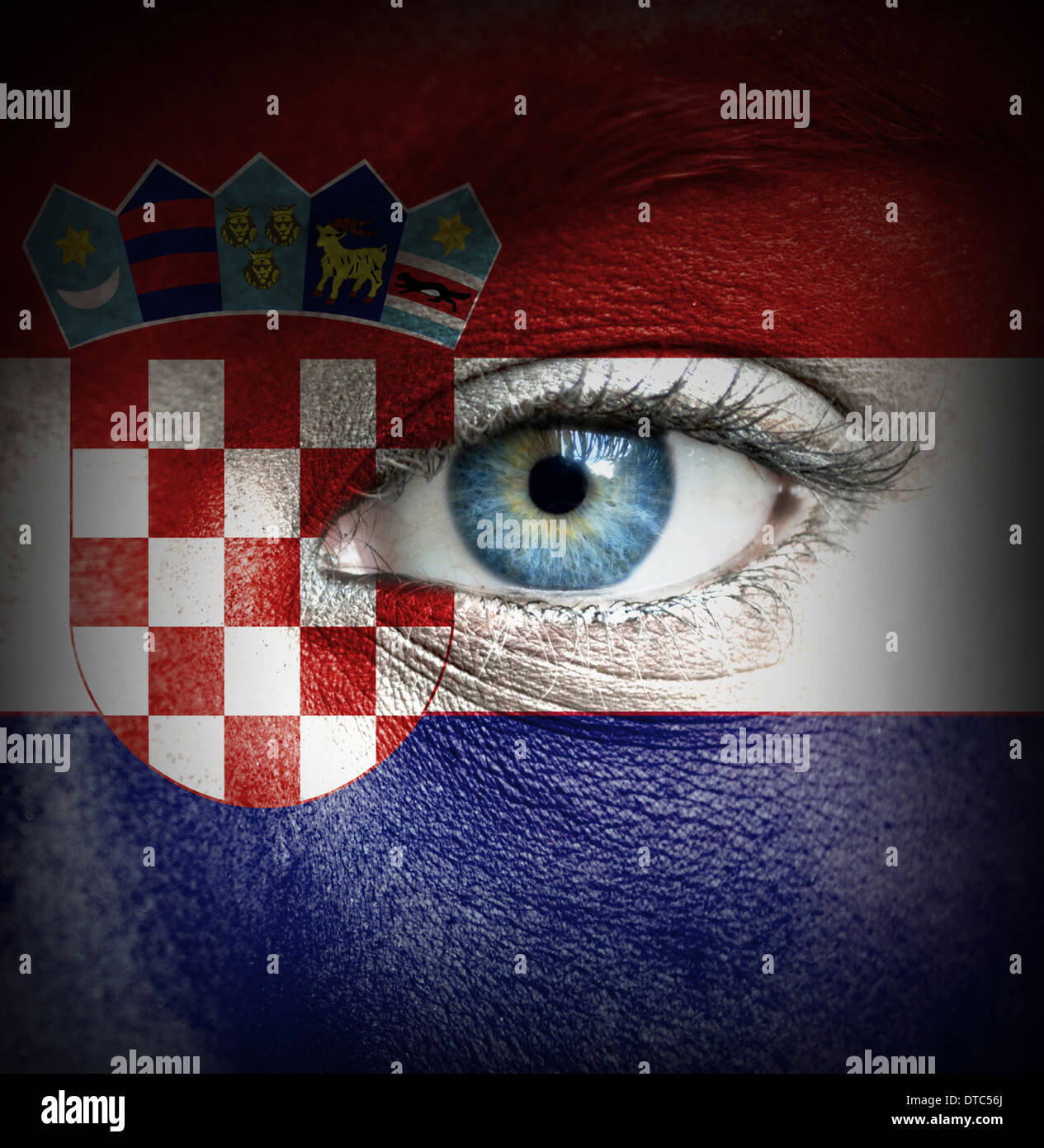 Human face painted with flag of Croatia Stock Photo - Alamy
