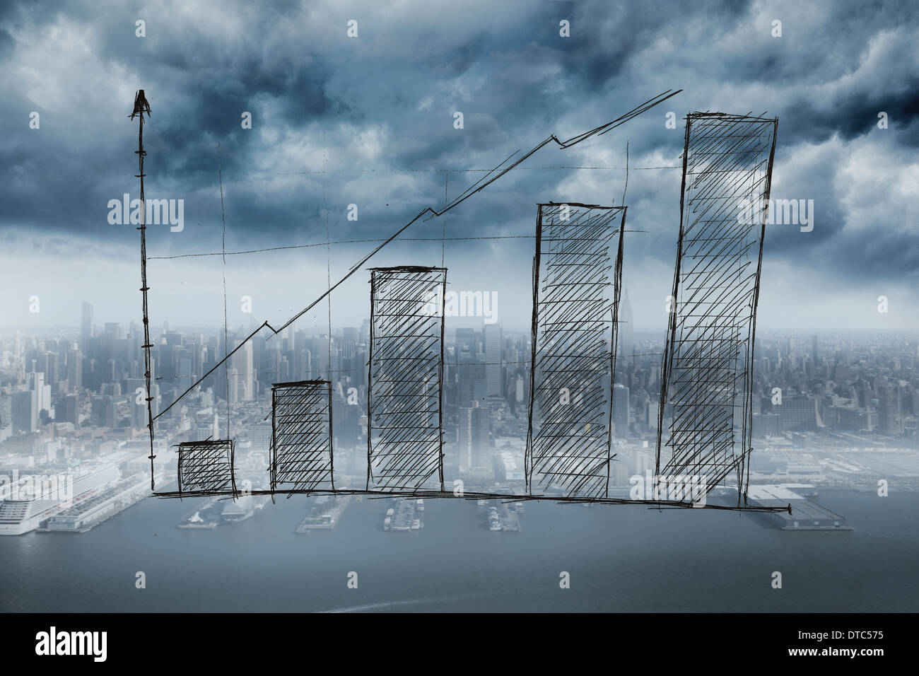 Composite image of bar chart doodle Stock Photo - Alamy