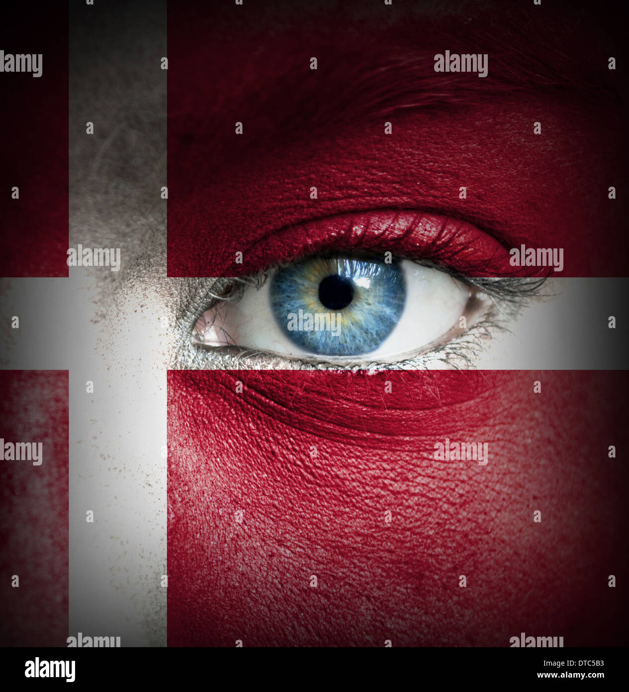 Human face painted with flag of Denmark Stock Photo - Alamy