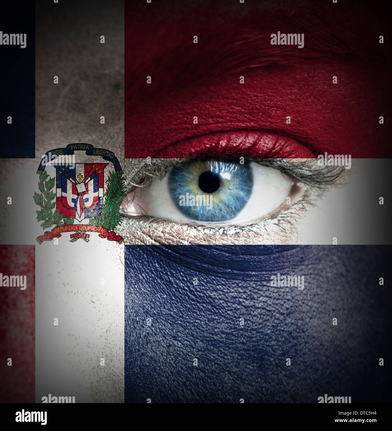 Human face painted with flag of Dominican Republic Stock Photo - Alamy