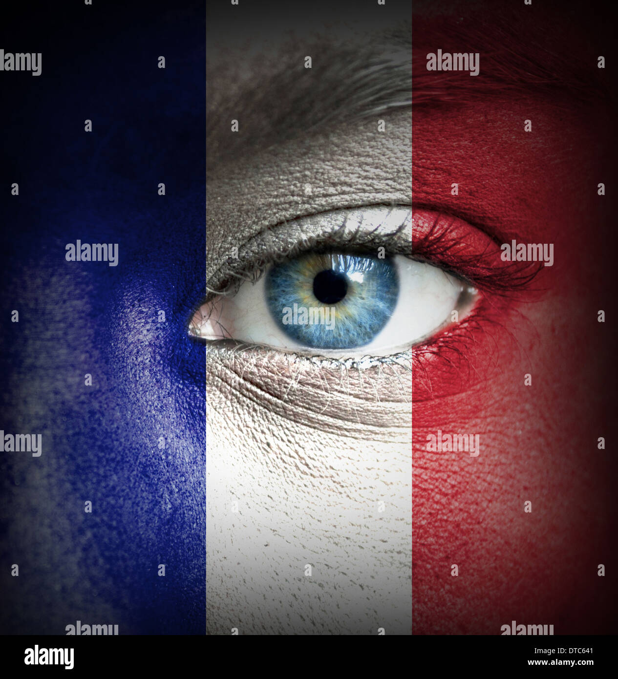 Human face painted with flag of France Stock Photo - Alamy