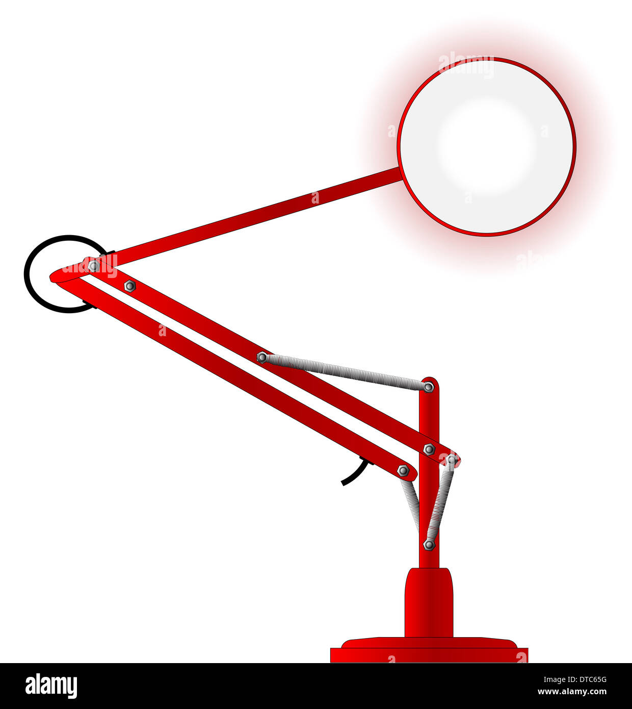 Typical anglepoise lamp in red with a white background Stock Photo - Alamy