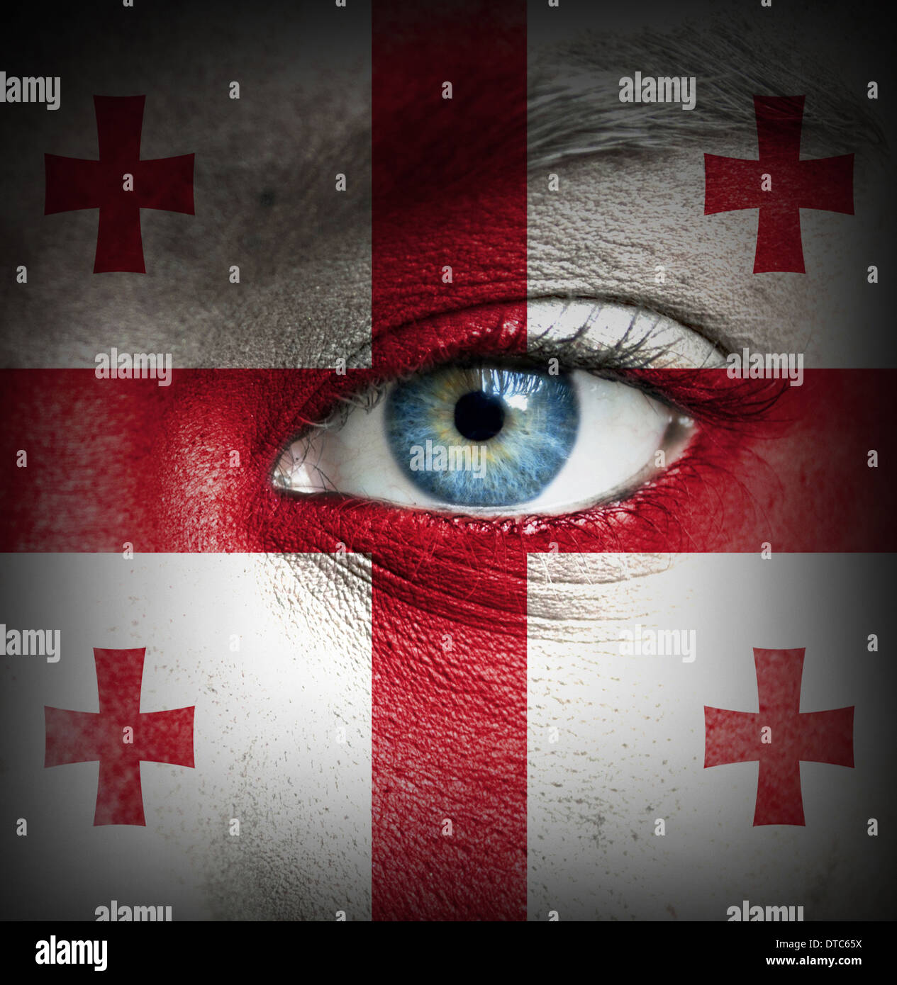 Human face painted with flag of Georgia Stock Photo - Alamy