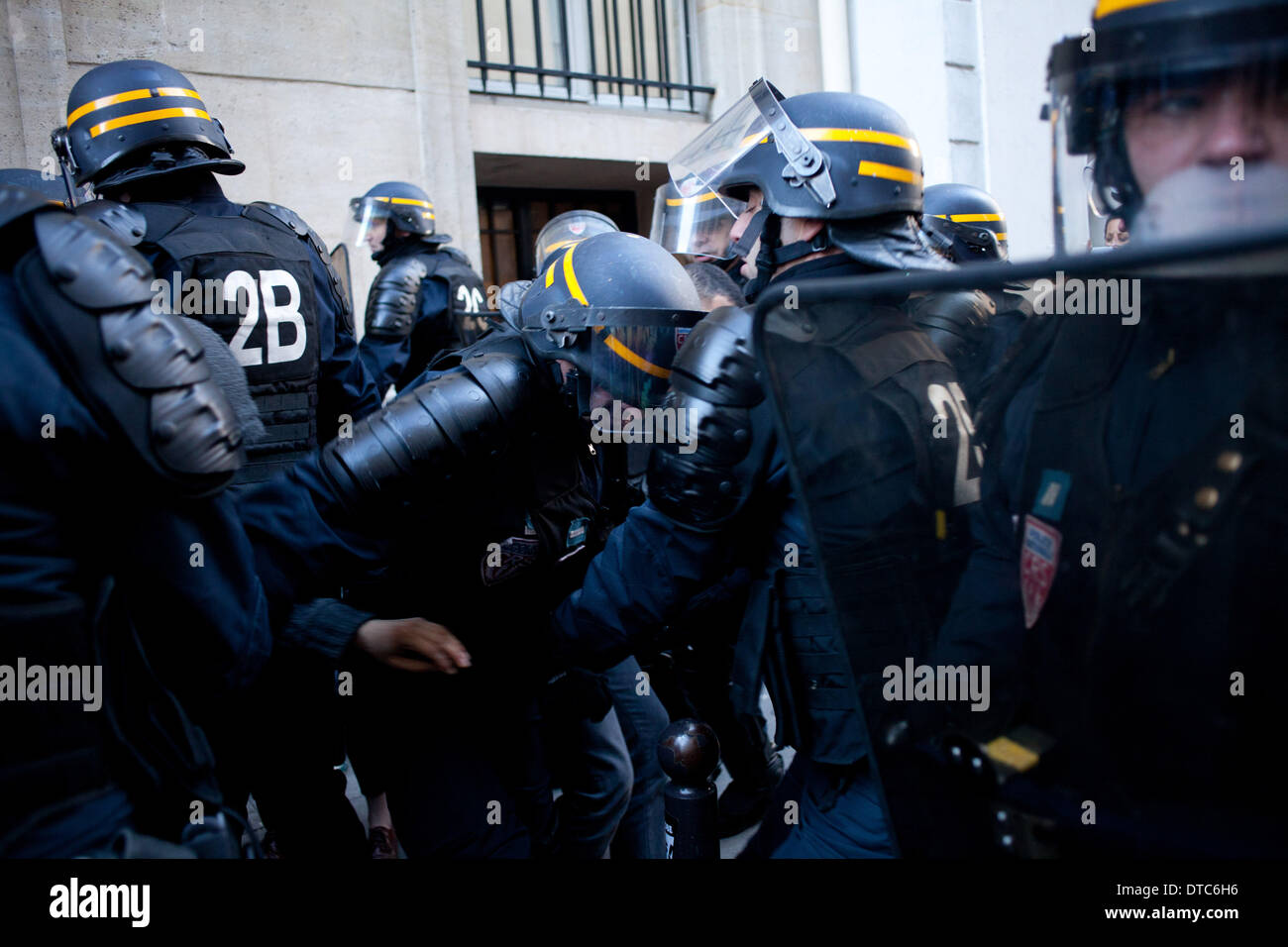 Paris, France. 13th Feb, 2014. Antifa at Science Po during the meeting ...