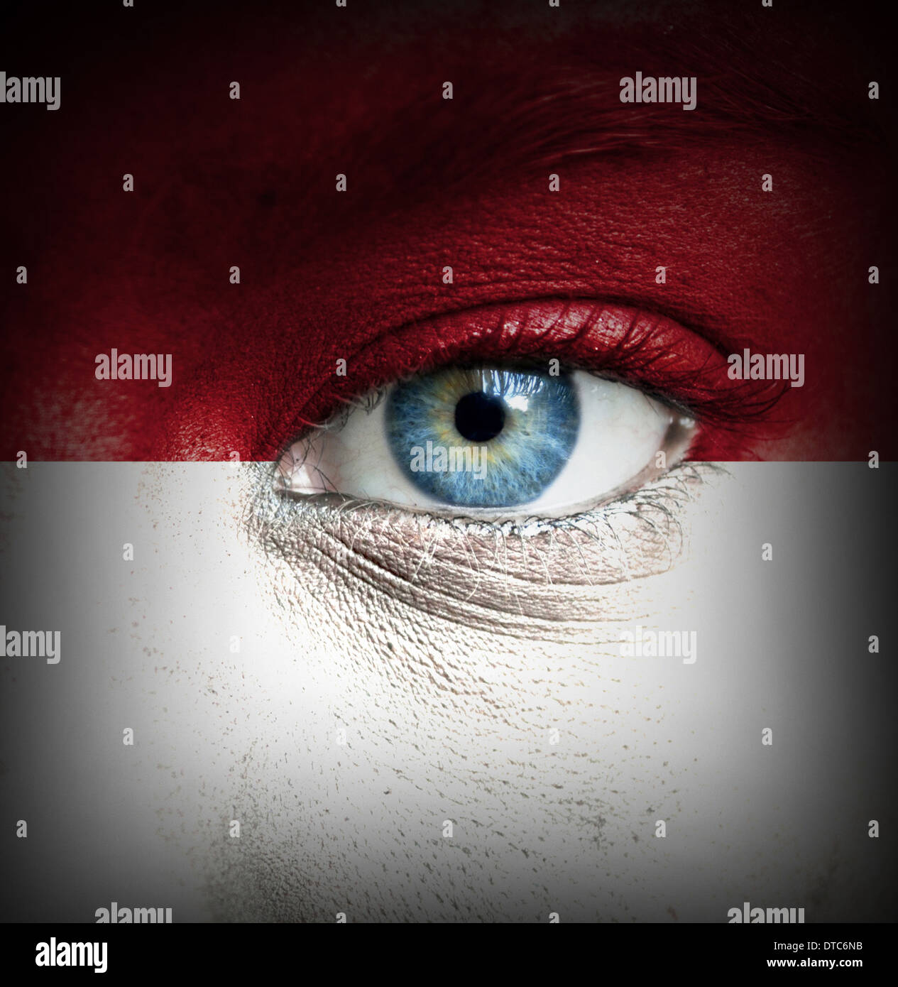 Human face painted with flag of Indonesia Stock Photo - Alamy