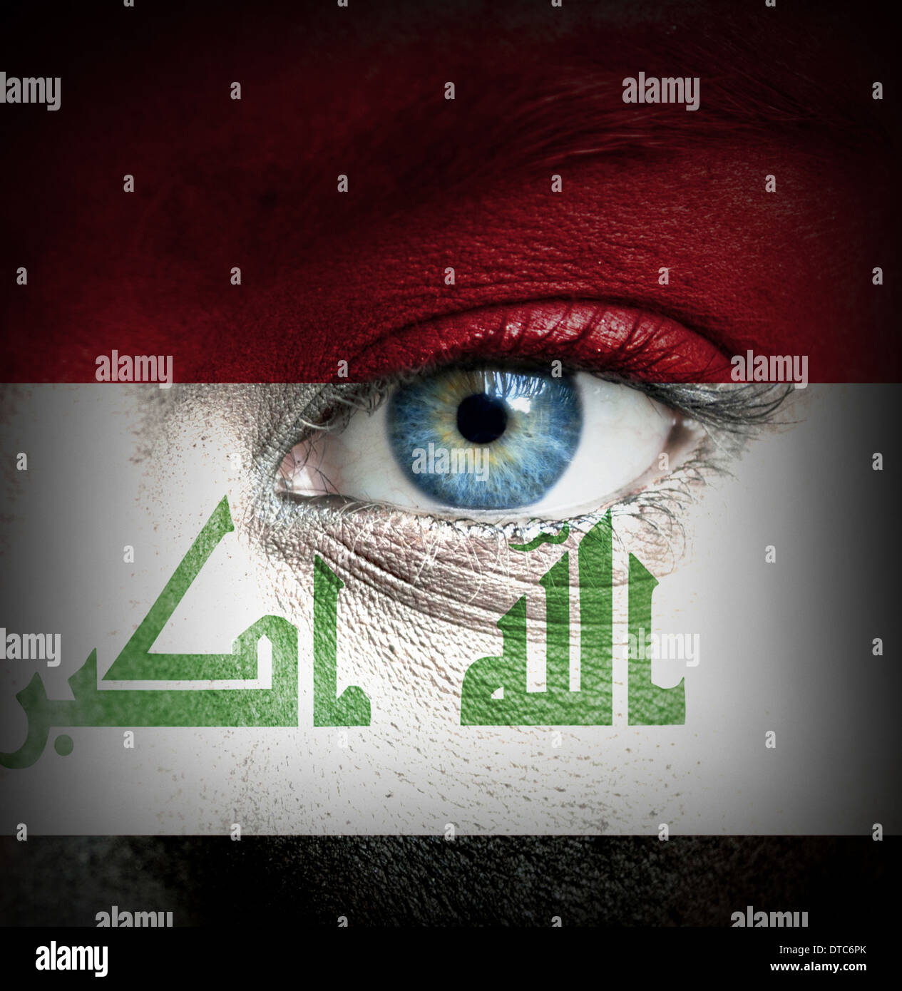 Human face painted with flag of Iraq Stock Photo - Alamy