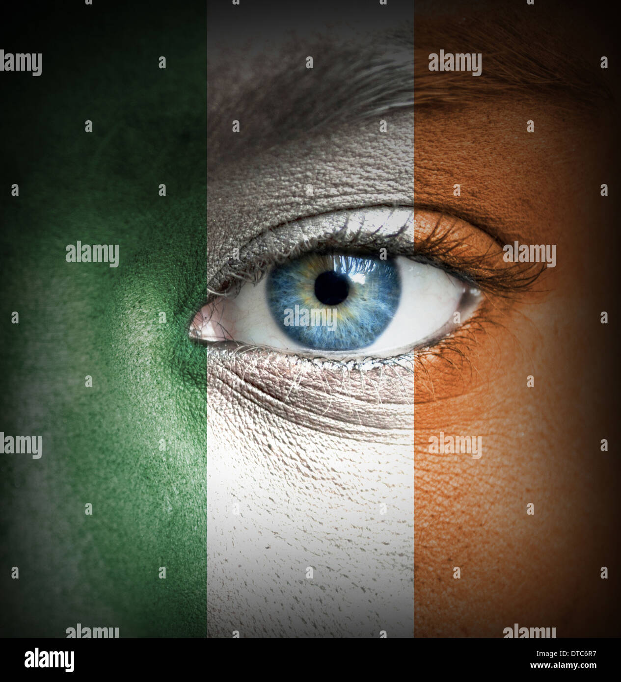 Human face painted with flag of Ireland Stock Photo - Alamy