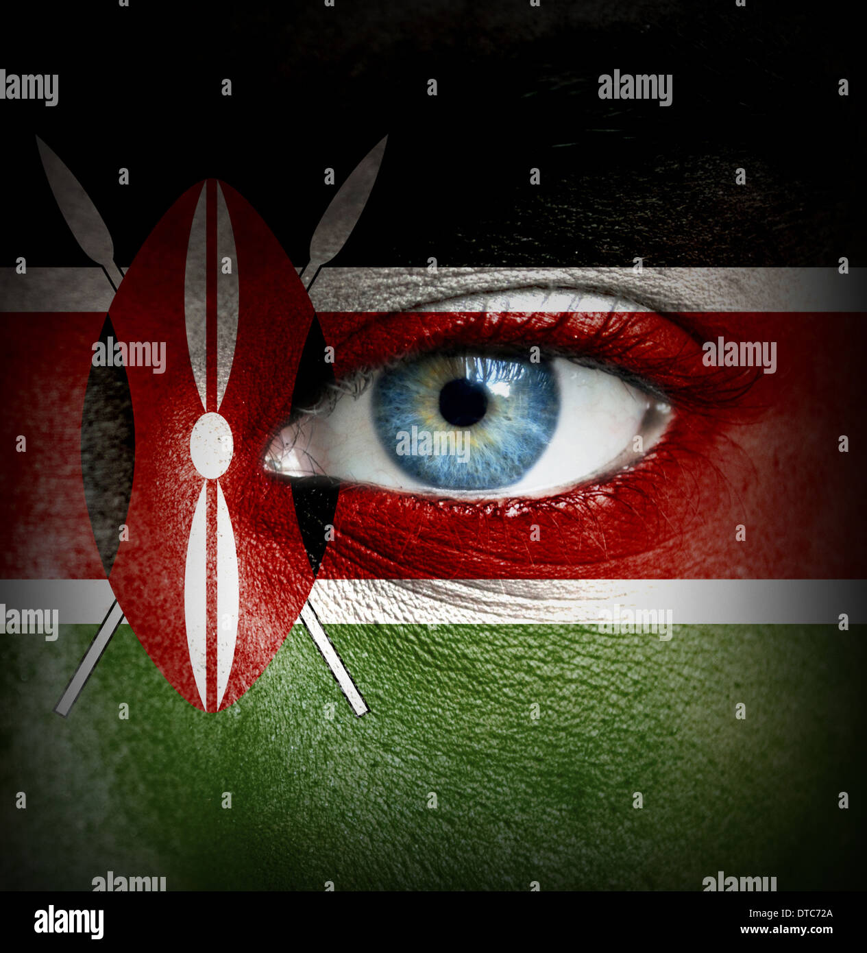 Human face painted with flag of Kenya Stock Photo - Alamy