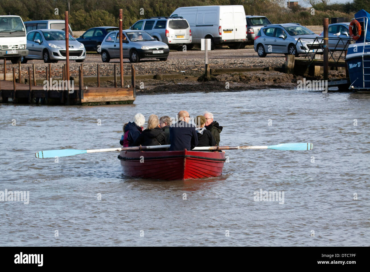 Southwold harbour showing rowing boat ferry taking passengers across ...