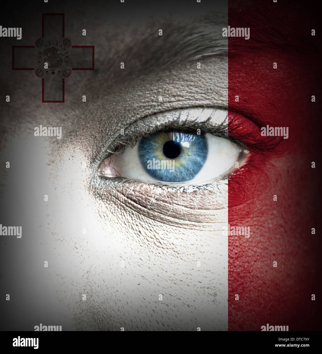 Human face painted with flag of Malta Stock Photo - Alamy