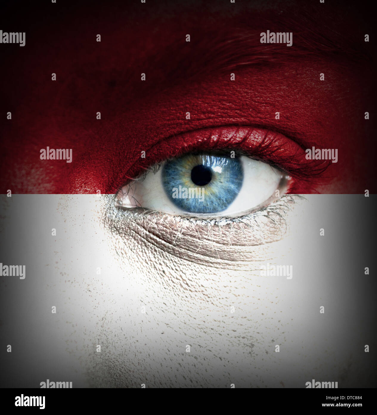 Human face painted with flag of Monaco Stock Photo - Alamy