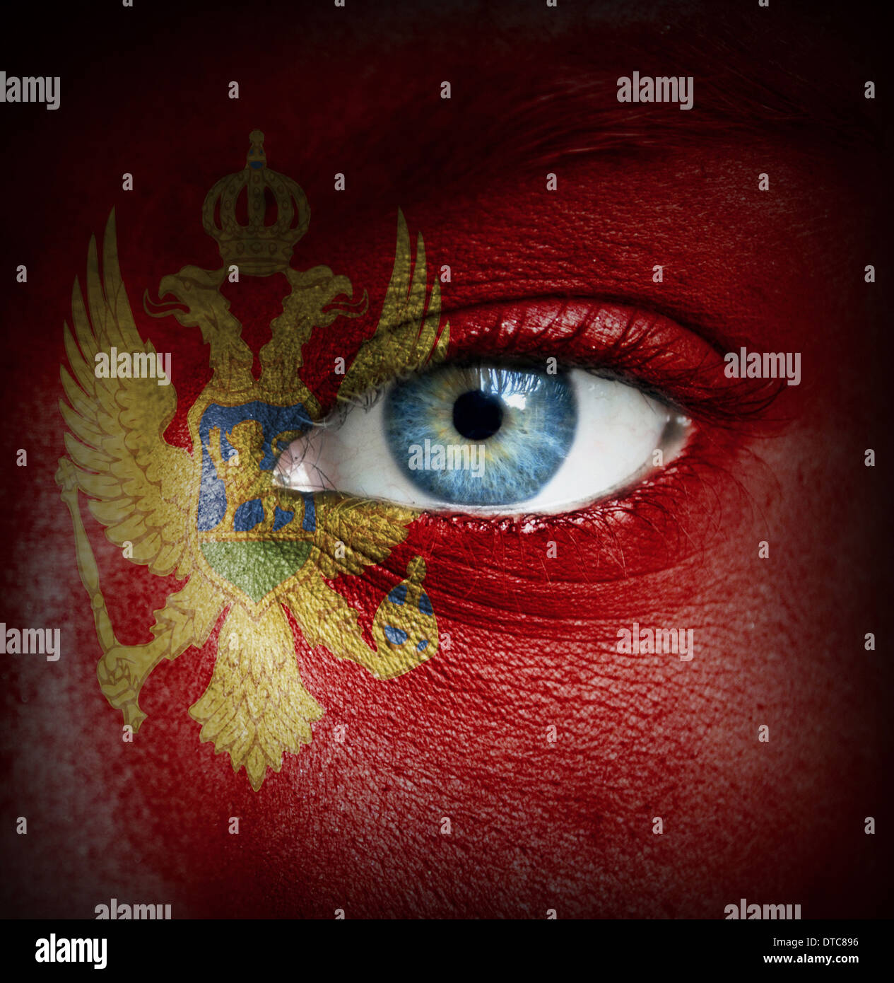 Human face painted with flag of Montenegro Stock Photo - Alamy