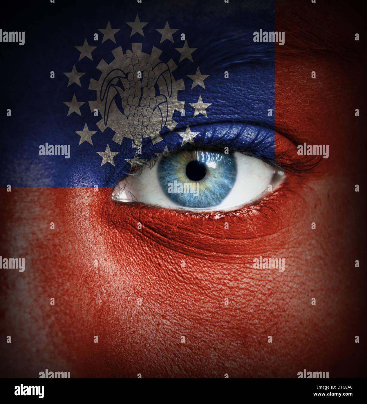 Human face painted with flag of Myanmar Stock Photo - Alamy