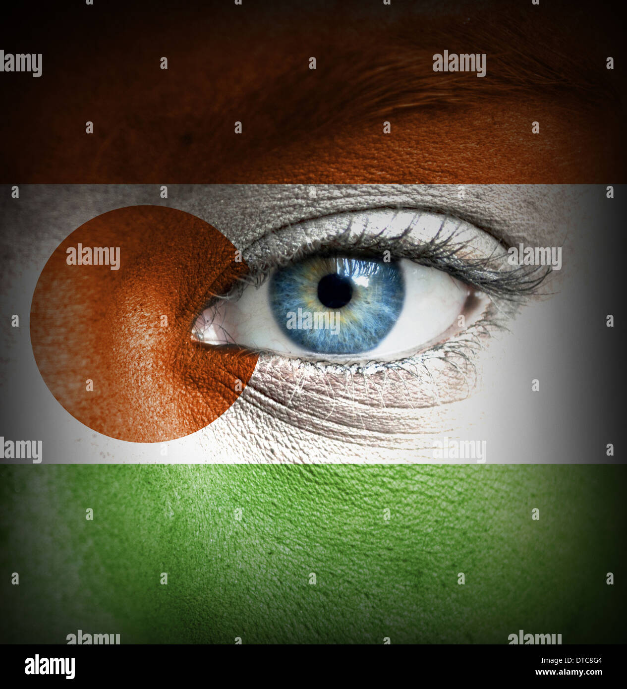 Human face painted with flag of Niger Stock Photo - Alamy