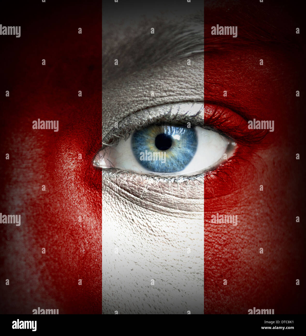 Human face painted with flag of Peru Stock Photo - Alamy