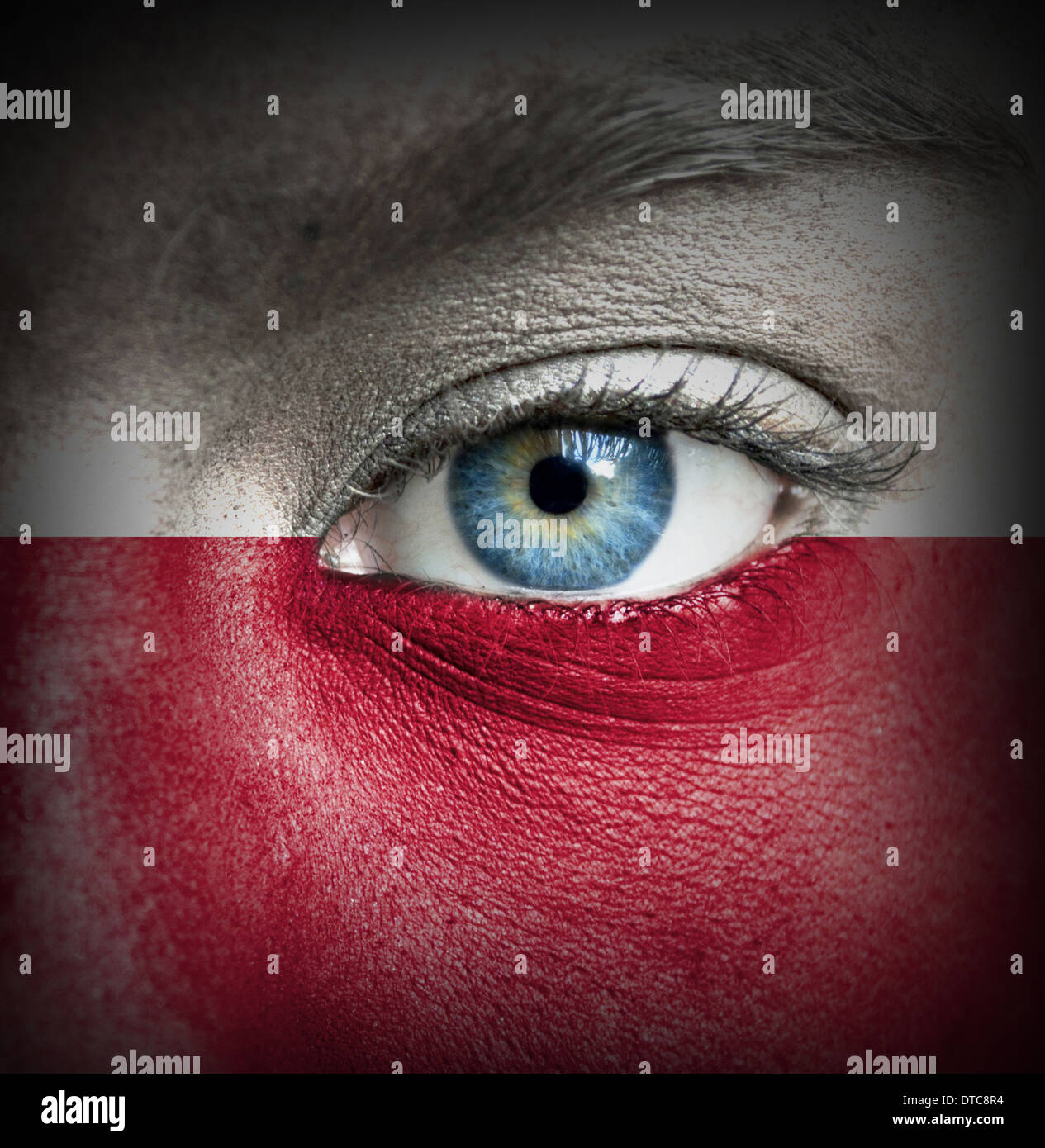 Human face painted with flag of Poland Stock Photo - Alamy