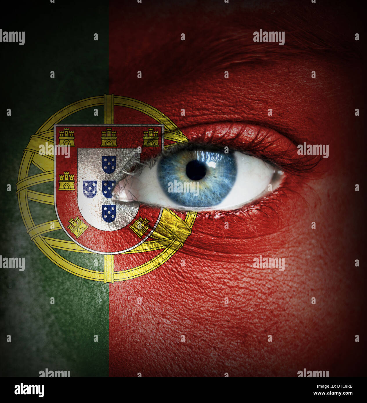 Human face painted with flag of Portugal Stock Photo - Alamy