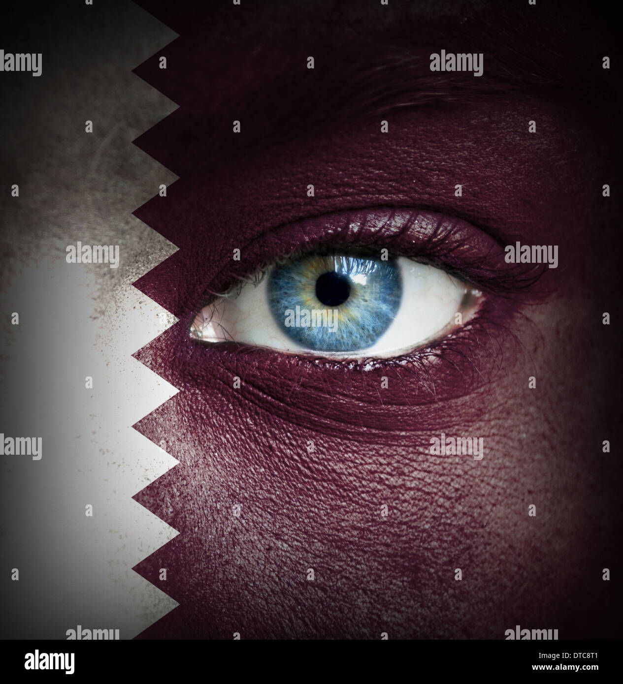 Human face painted flag qatar hi-res stock photography and images - Alamy