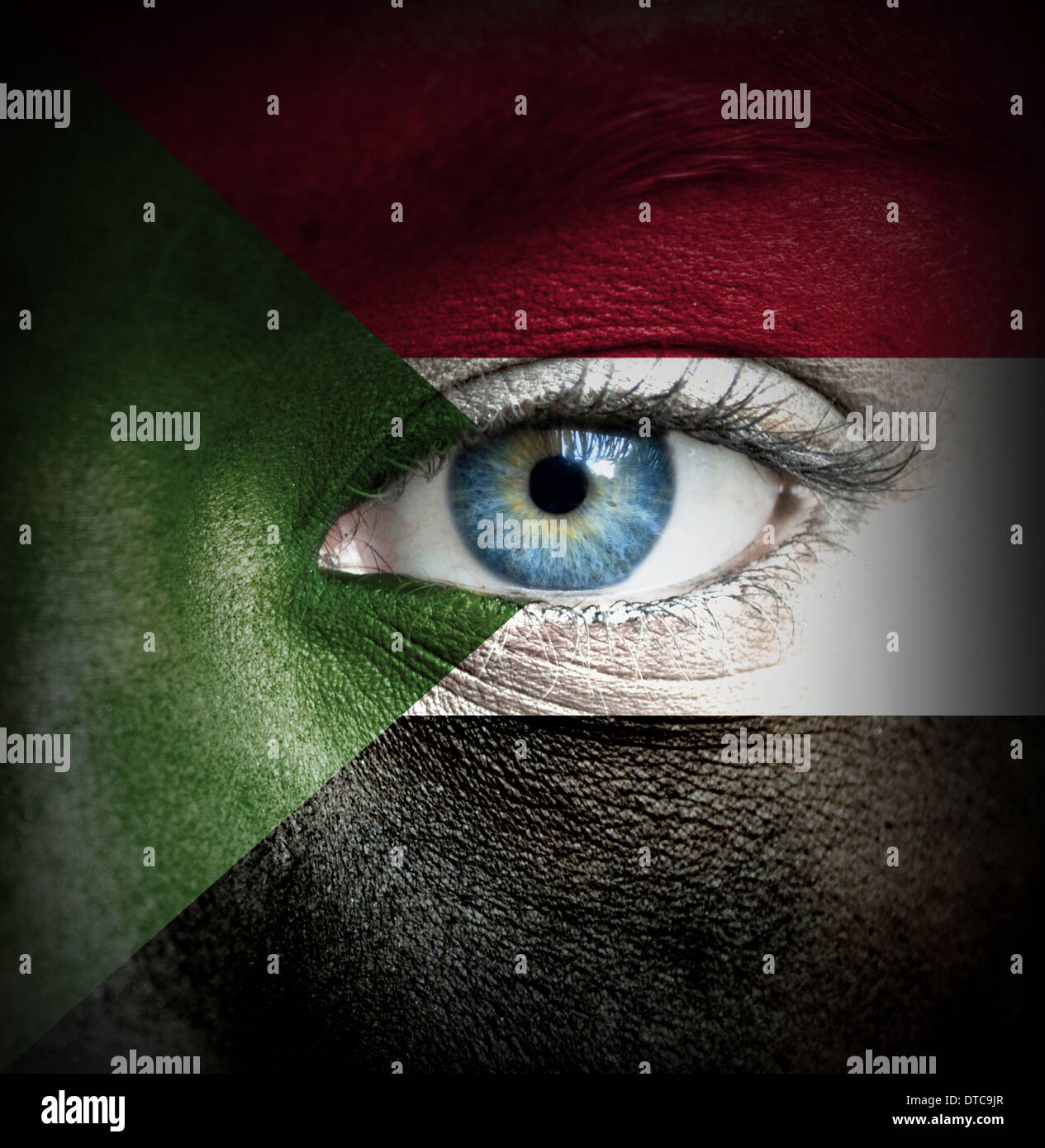 Human face painted with flag of Sudan Stock Photo - Alamy
