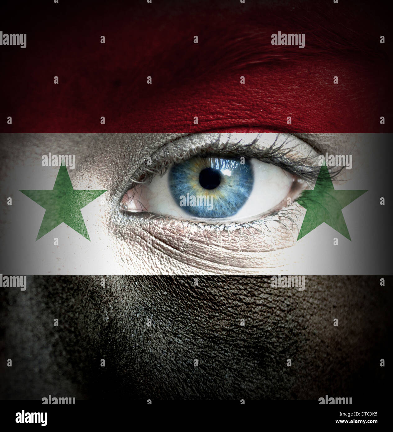 Human face painted with flag of Syria Stock Photo - Alamy