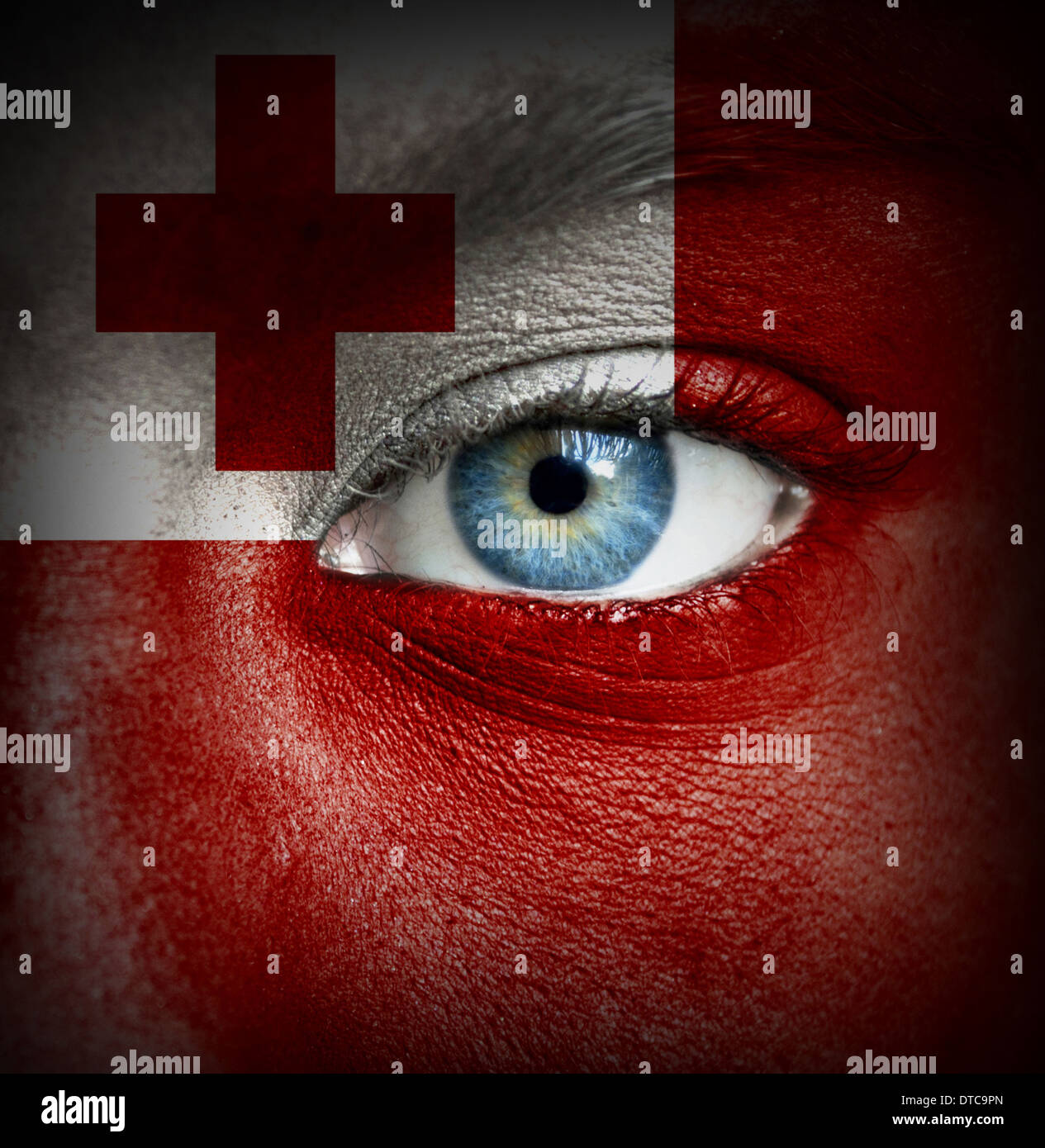 Human face painted with flag of Tonga Stock Photo - Alamy