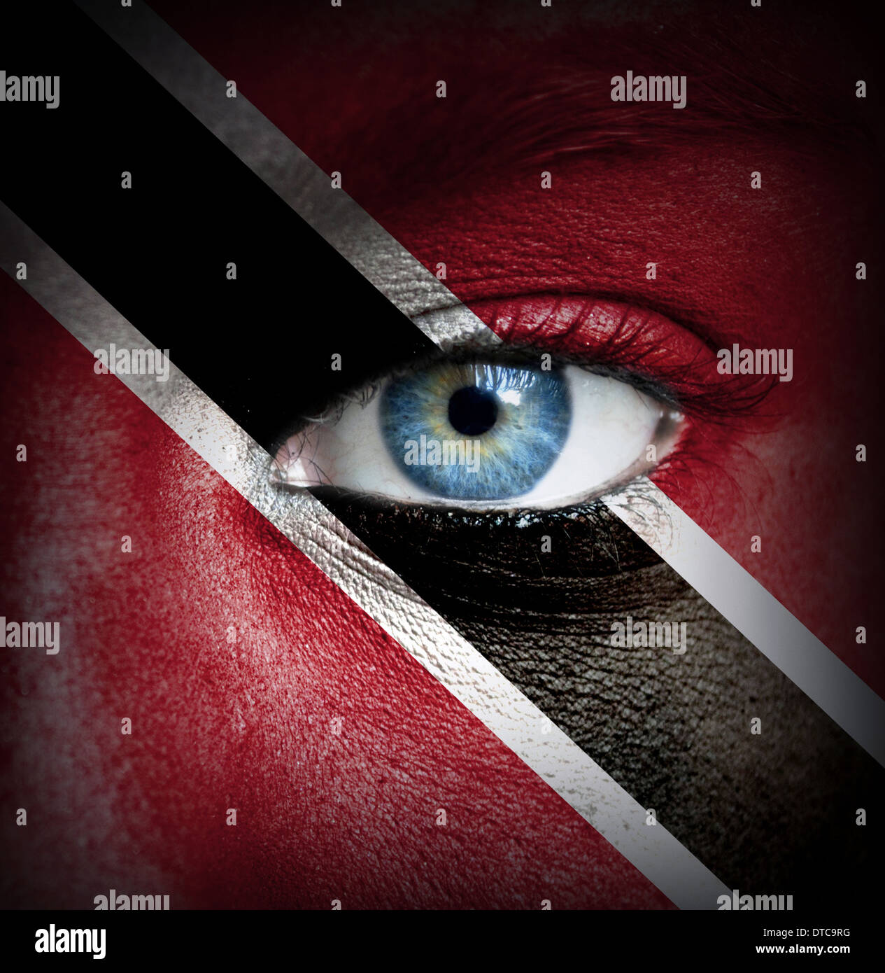 Human face painted with flag of Trinidad and Tobago Stock Photo - Alamy