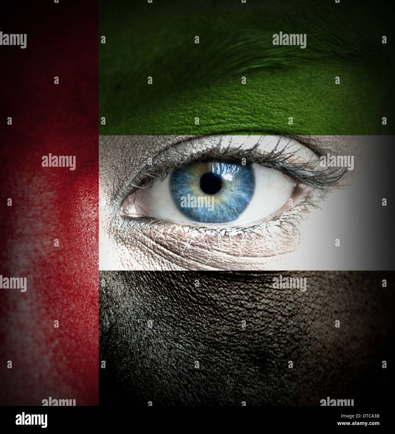 Human face painted with flag of United Arab Emirates Stock Photo - Alamy