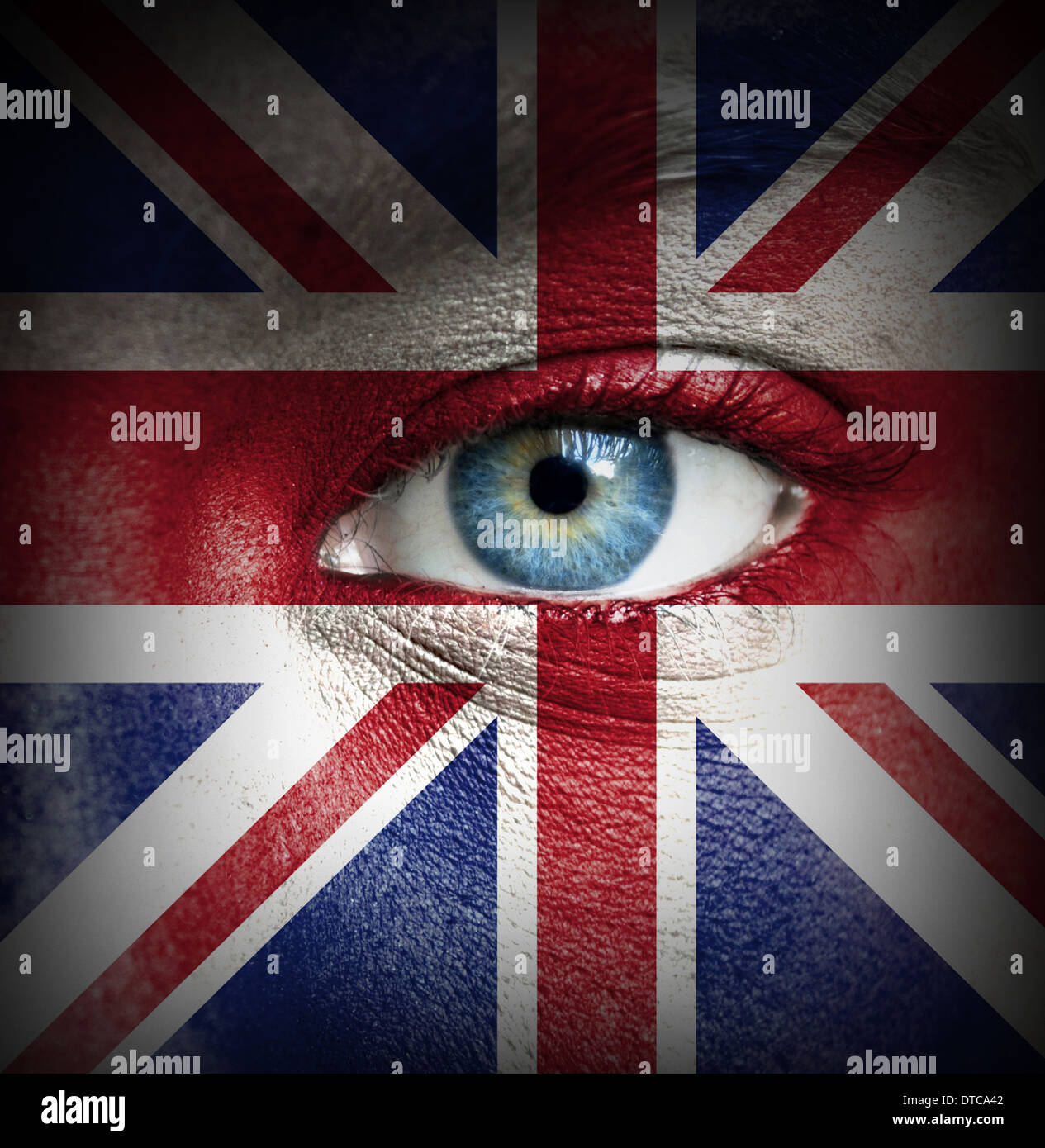 Human face painted with flag of United Kingdom Stock Photo - Alamy