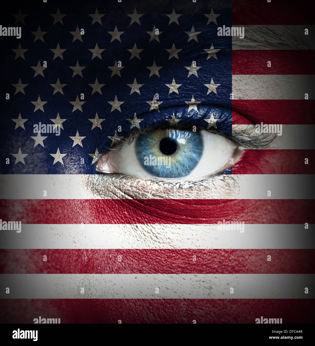 Human face painted with flag of United States of America Stock Photo ...