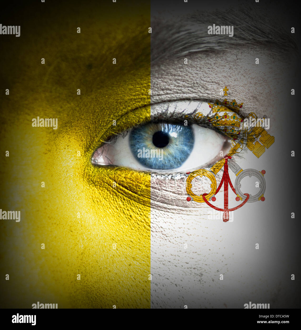 Human face painted with flag of Vatican Stock Photo - Alamy