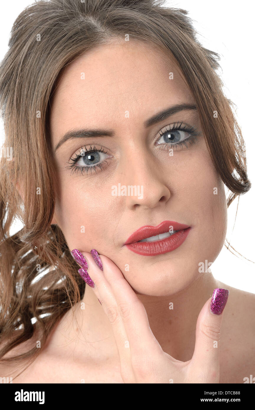 Woman face massaging self hi-res stock photography and images - Alamy