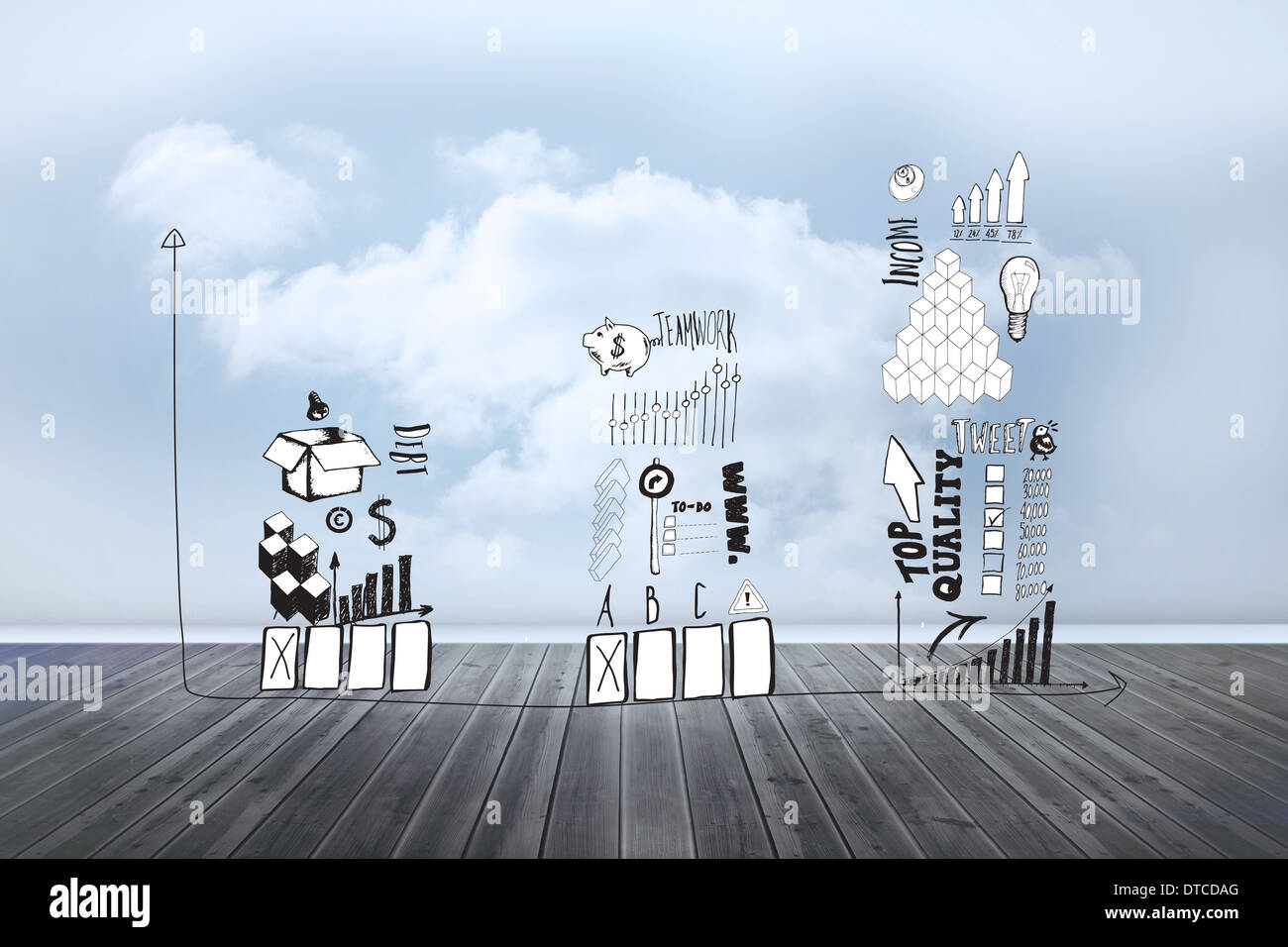 Composite image of finance and banking doodles Stock Photo - Alamy