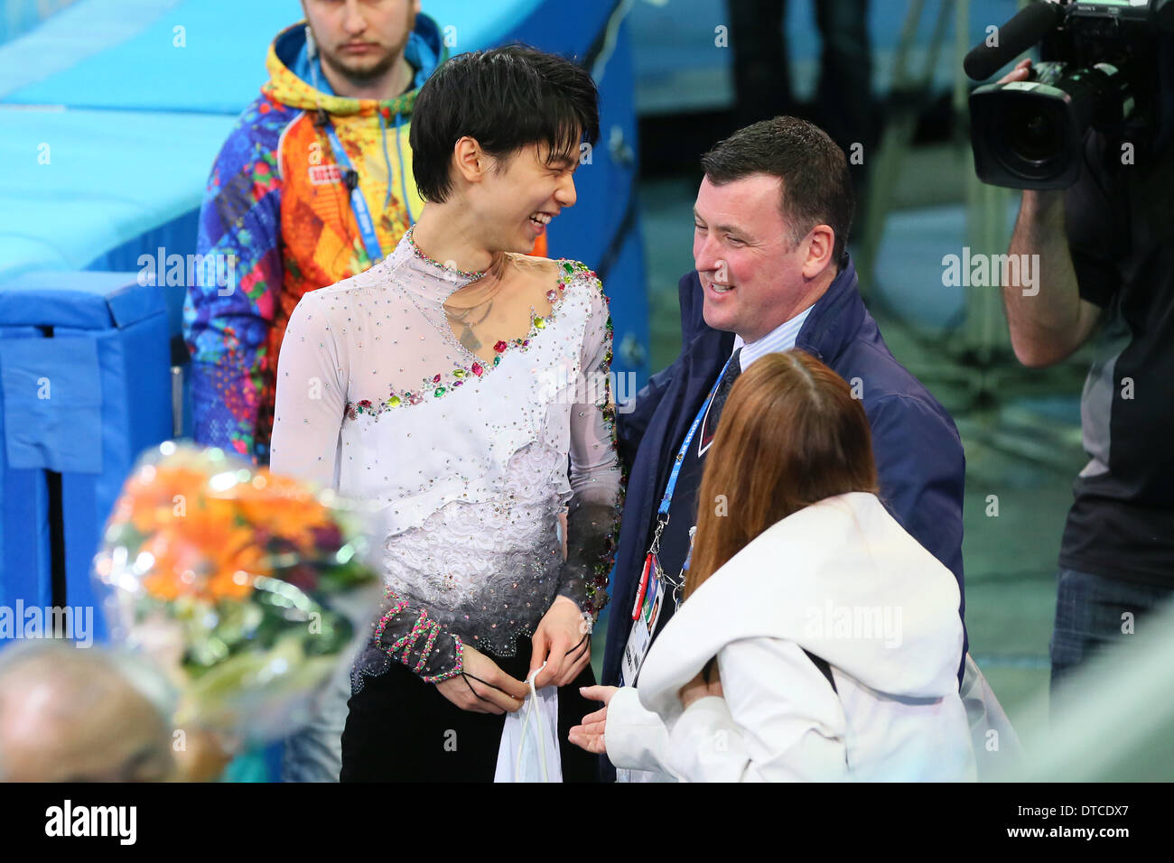 Sochi, Russia. 14th Feb, 2014. (L to R) Yuzuru Hanyu (JPN), Brian Orser ...