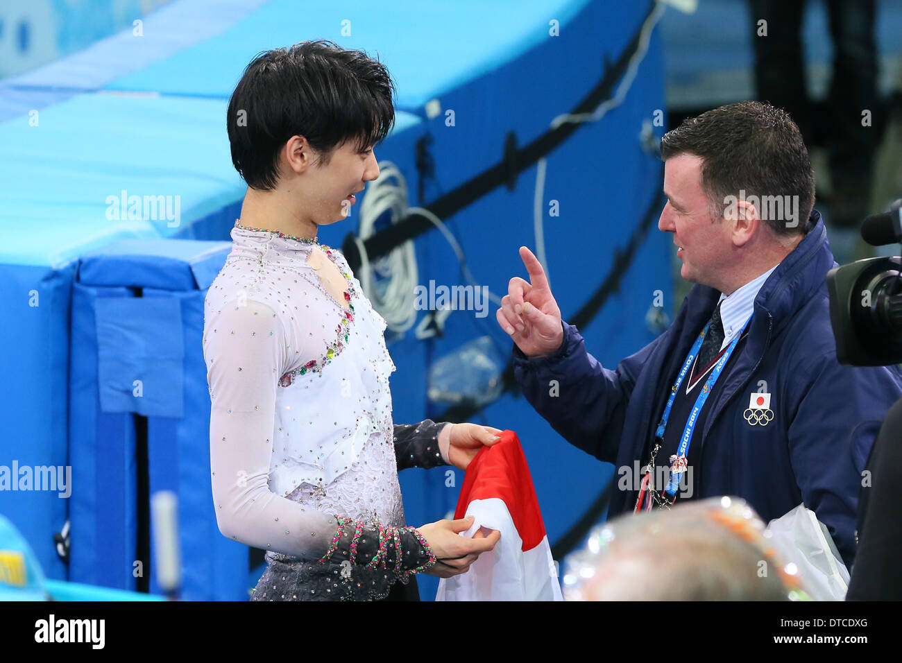 Sochi, Russia. 14th Feb, 2014. (L to R) Yuzuru Hanyu (JPN), Brian Orser ...