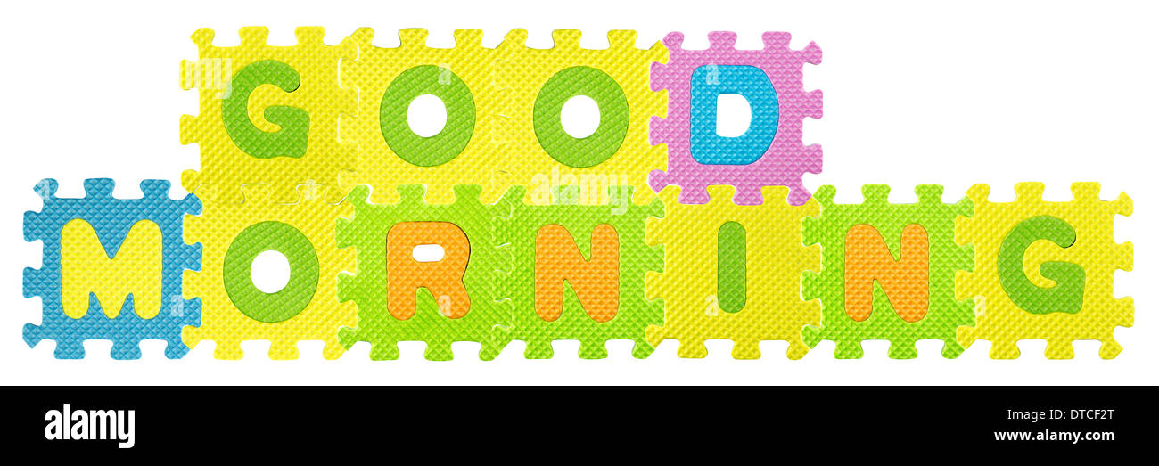 Good Morning sentence created from Alphabet puzzle isloated on white ...